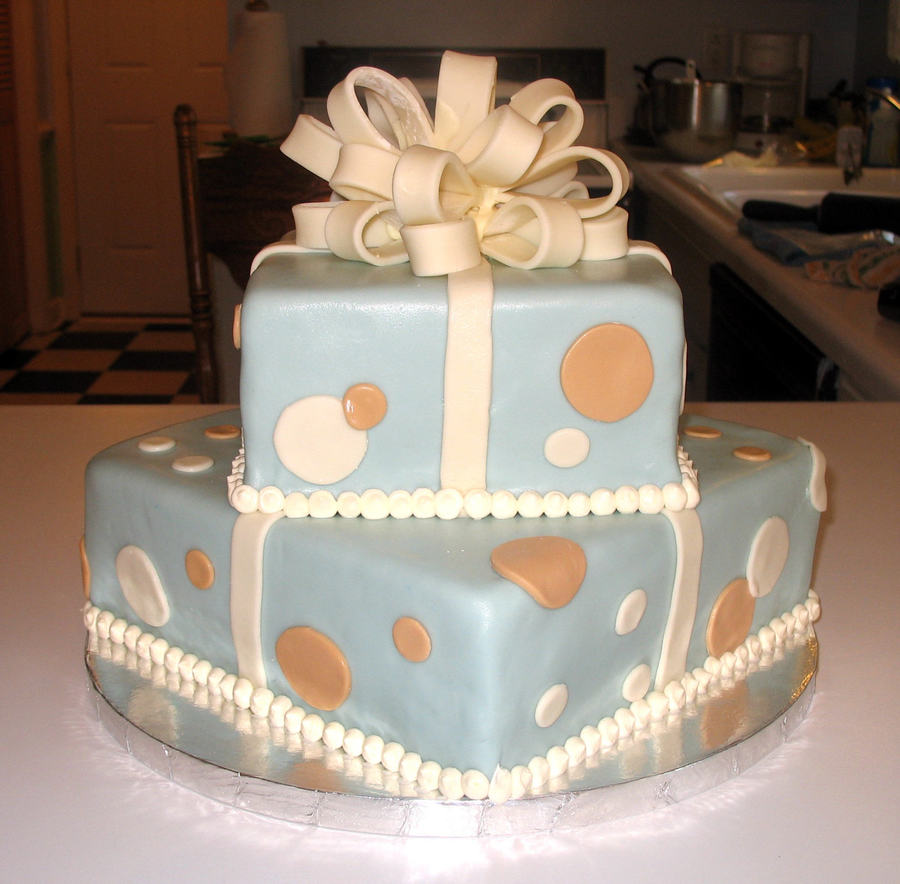 Square Stacked Cake With Bow - CakeCentral.com