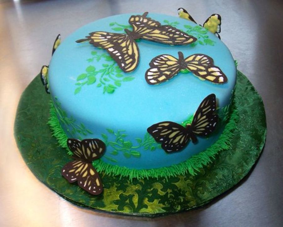 Butterfly Springtime Cake - CakeCentral.com