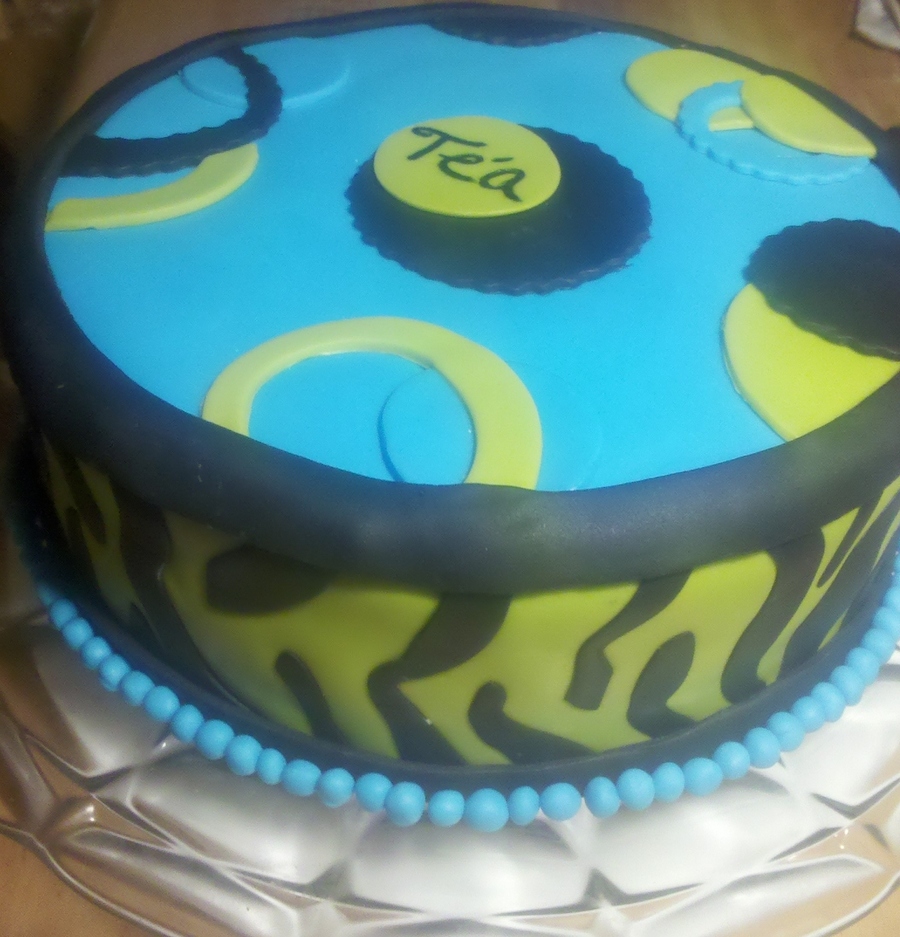 Lime Green And Blue Cake - CakeCentral.com