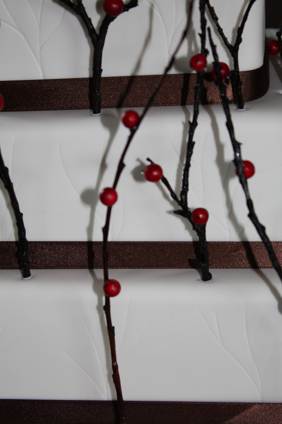 Red Berry Branch Wedding Cake - CakeCentral.com