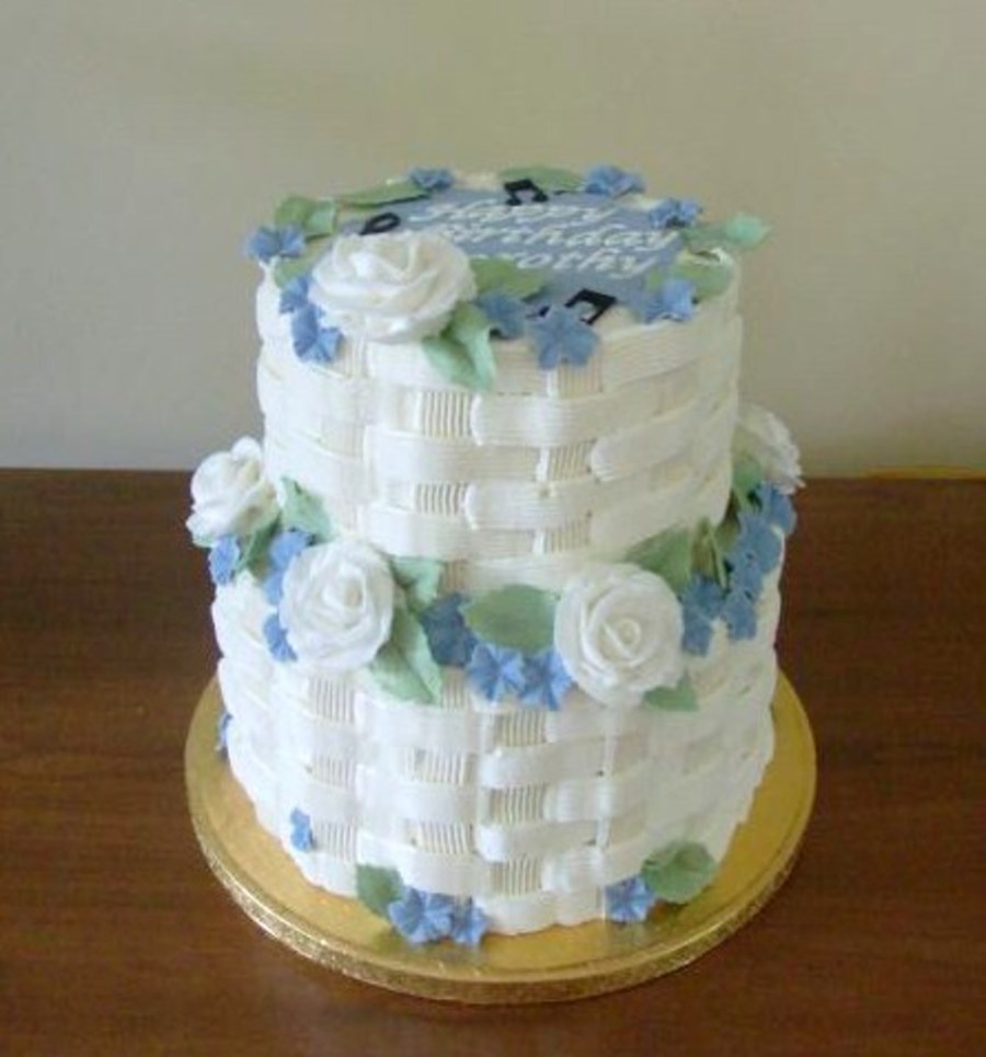 Blue And White Birthday Cake - CakeCentral.com