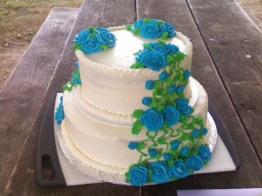 Blue Rose Cascade - CakeCentral.com