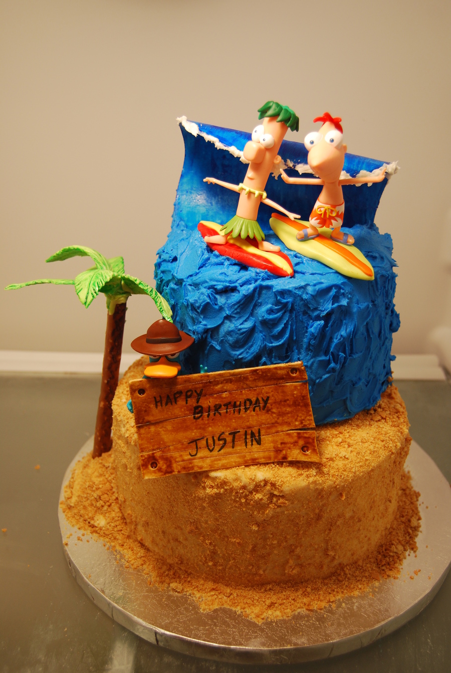 Phineas And Ferb Surfing Cake - CakeCentral.com