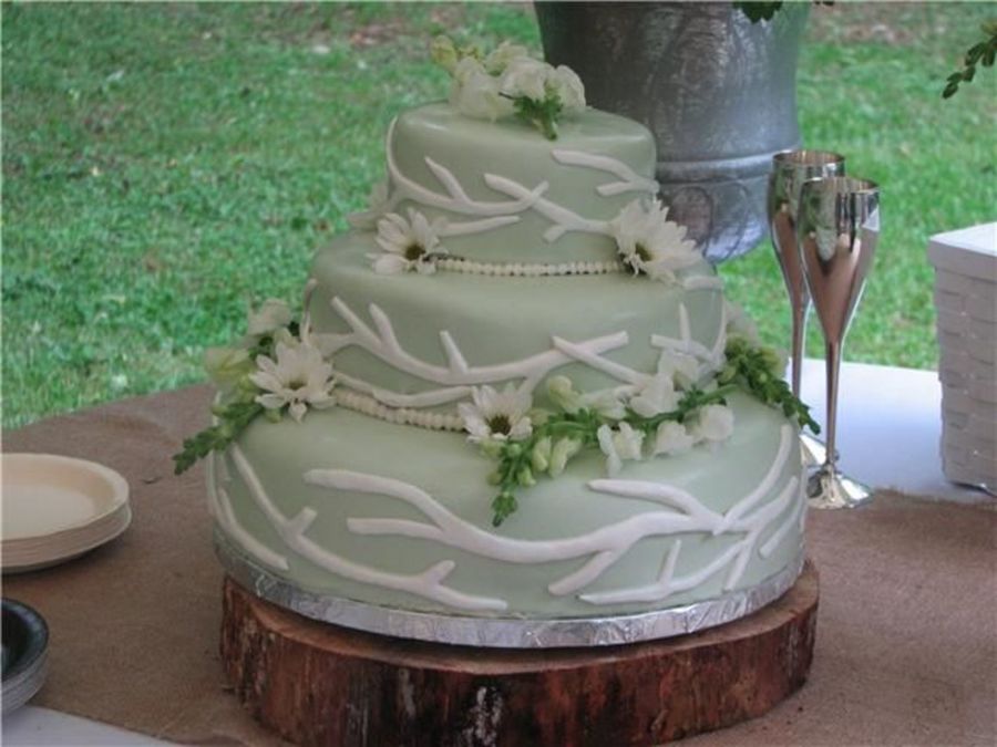 White Branch Wedding Cake - CakeCentral.com