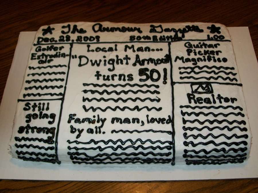 Newspaper Cake For 50Th Birthday - CakeCentral.com