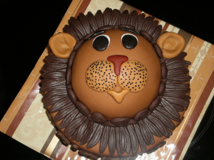 Cute 2 Layer Lion Cake - CakeCentral.com