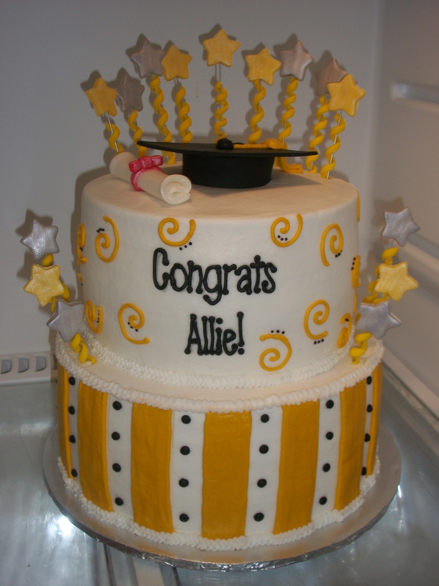 Black/gold Graduation Cake - CakeCentral.com