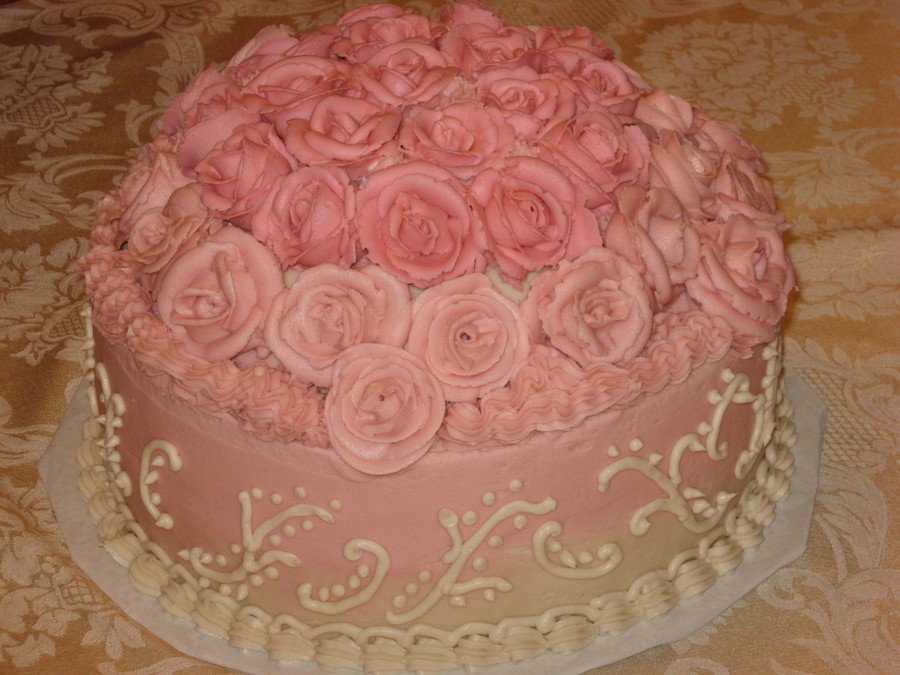 Pink Roses Birthday Cake - CakeCentral.com