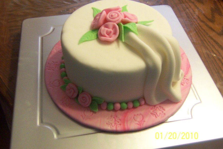 Ribbon Roses With Drape - CakeCentral.com