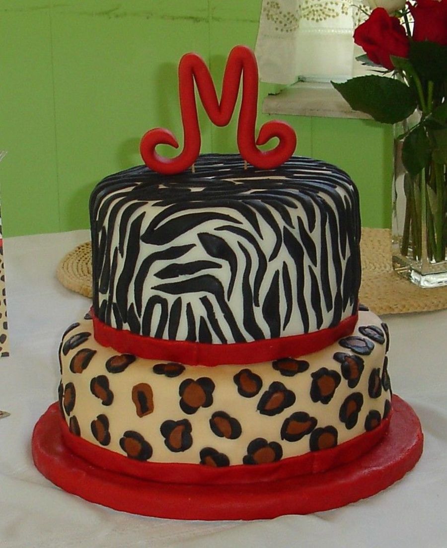 Zebra/leopard Print Shower Cake - CakeCentral.com