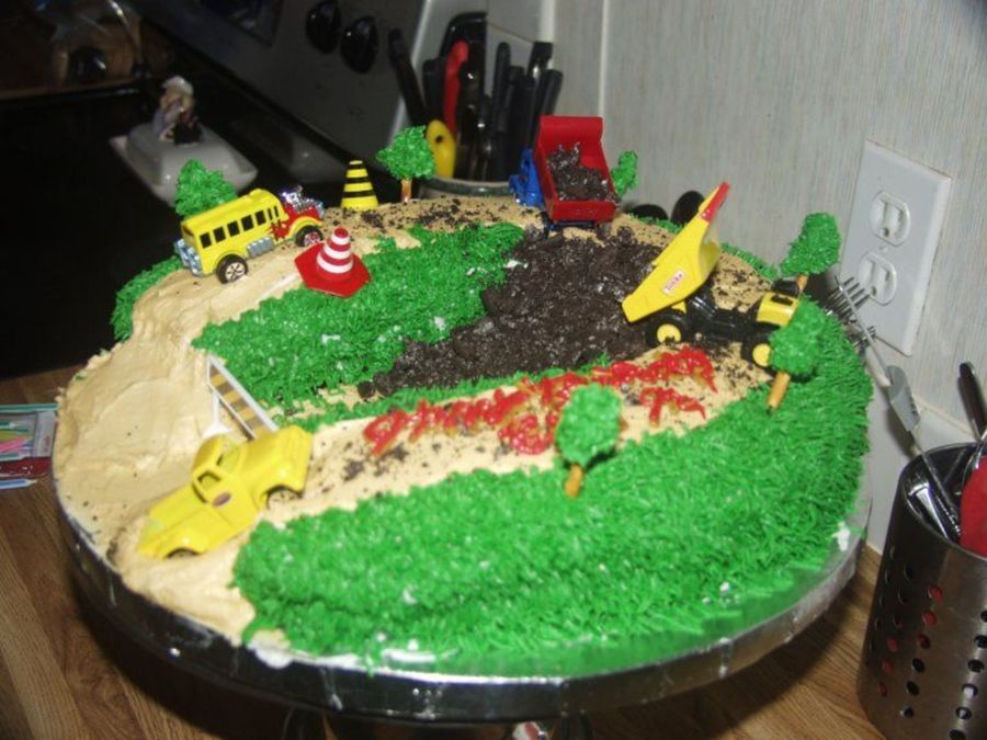 Tonka Road Construction Birthday Cake - CakeCentral.com