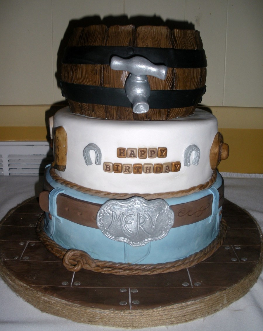 John Wayne Cowboy Theme Birthday Cake - CakeCentral.com