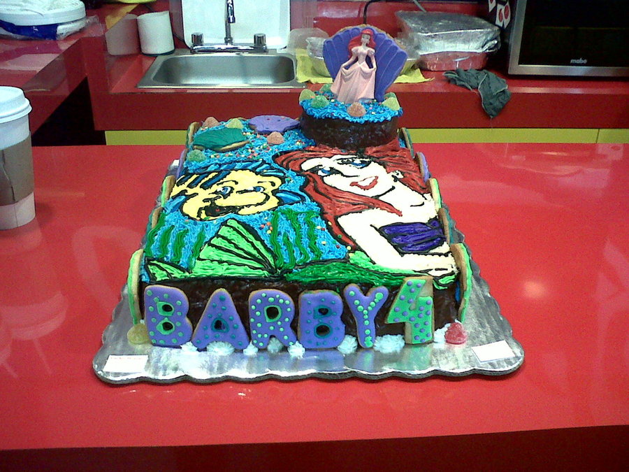 Ariel Cake With Decorated Cookies - CakeCentral.com