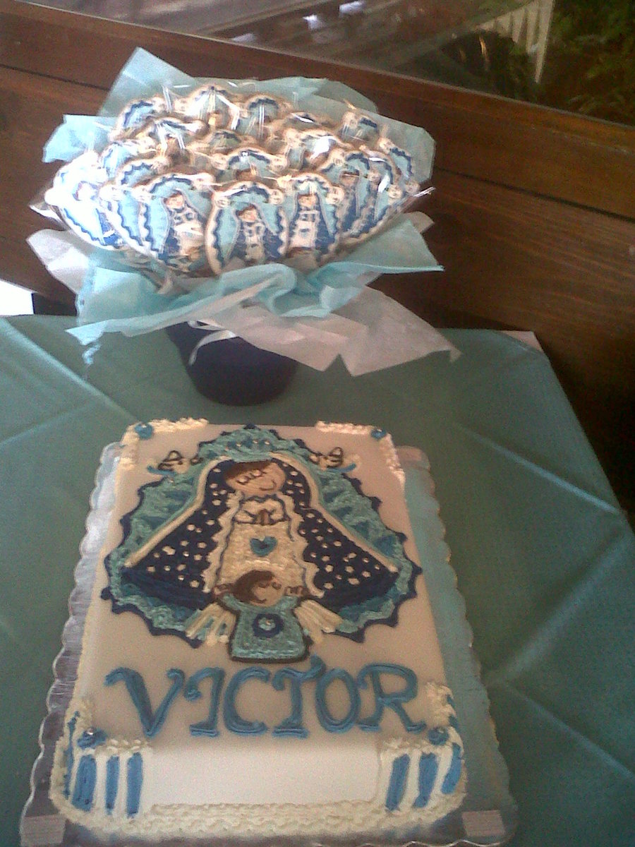 Baptisim Virgin Cake And Cookie Bouquet - CakeCentral.com