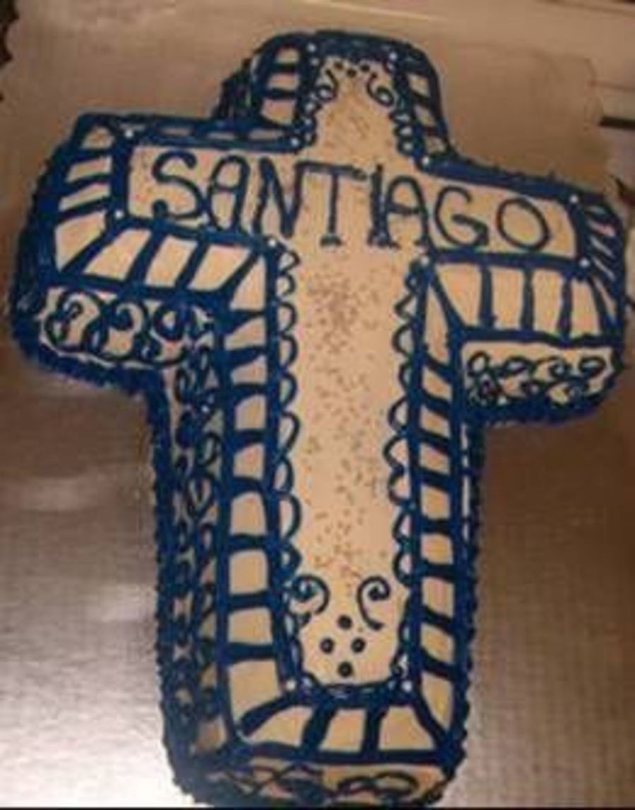 White And Blue Cross Cake - CakeCentral.com
