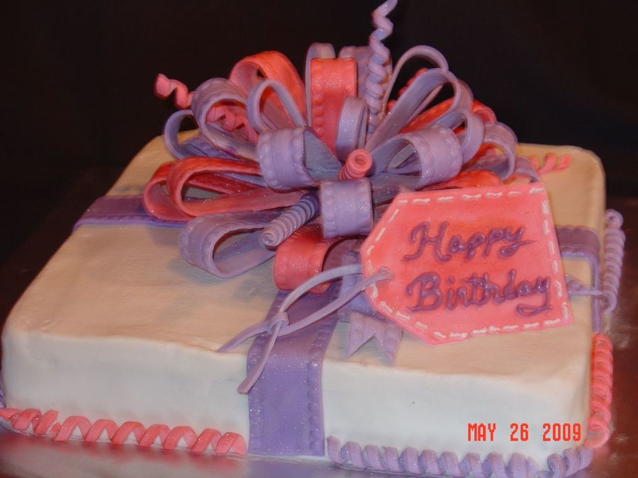 First Fondant Bow Cake - CakeCentral.com