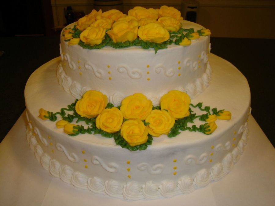 Yellow Rose 50Th Anniversary Cake - CakeCentral.com
