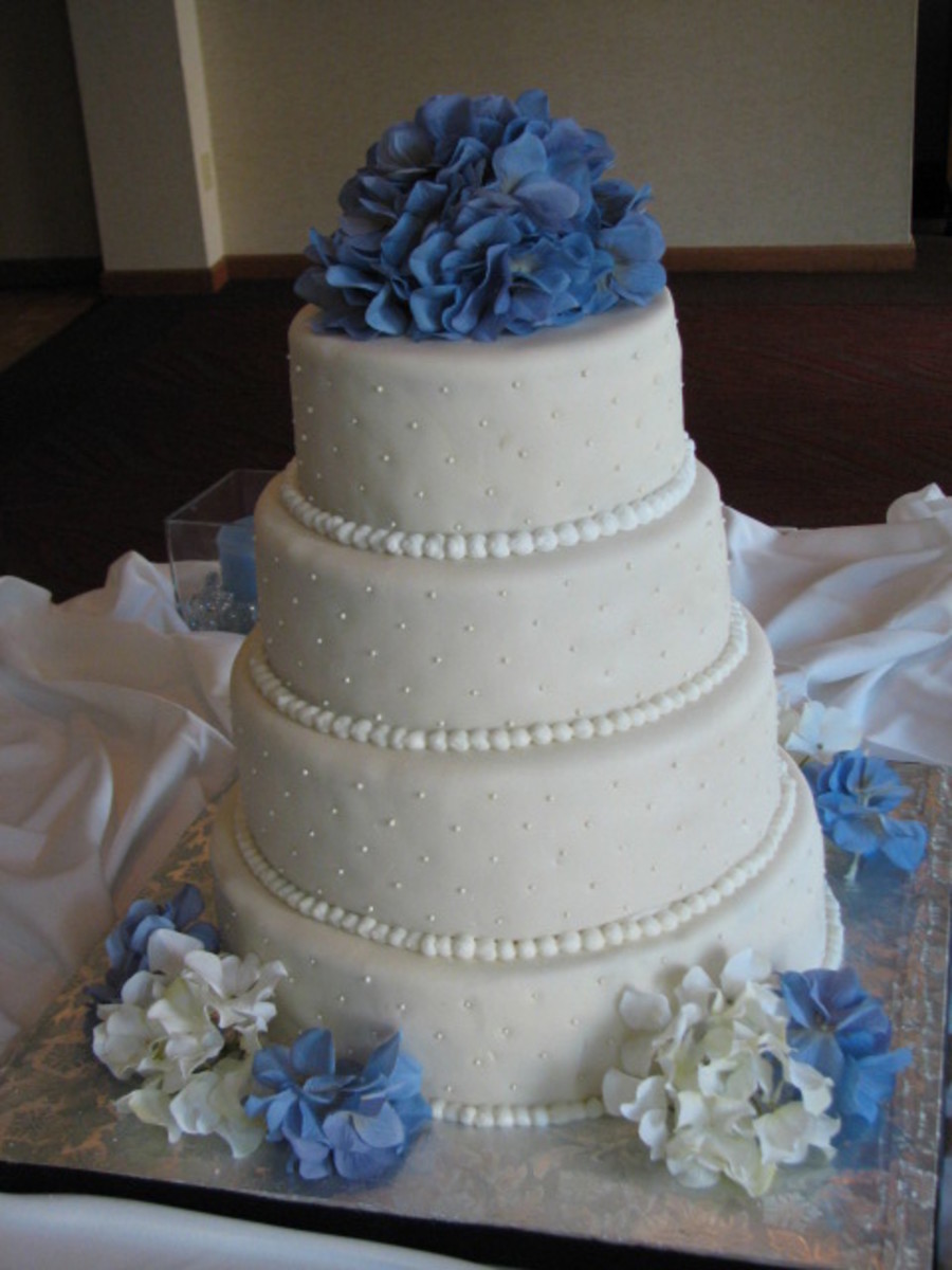 Hydrangeas And Pearls Wedding Cake - CakeCentral.com