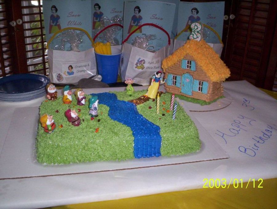 Snow White Sheet Cake And Cottage - CakeCentral.com