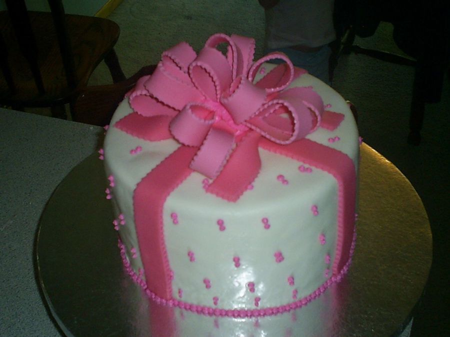 Pink/white Birthday Cake - CakeCentral.com