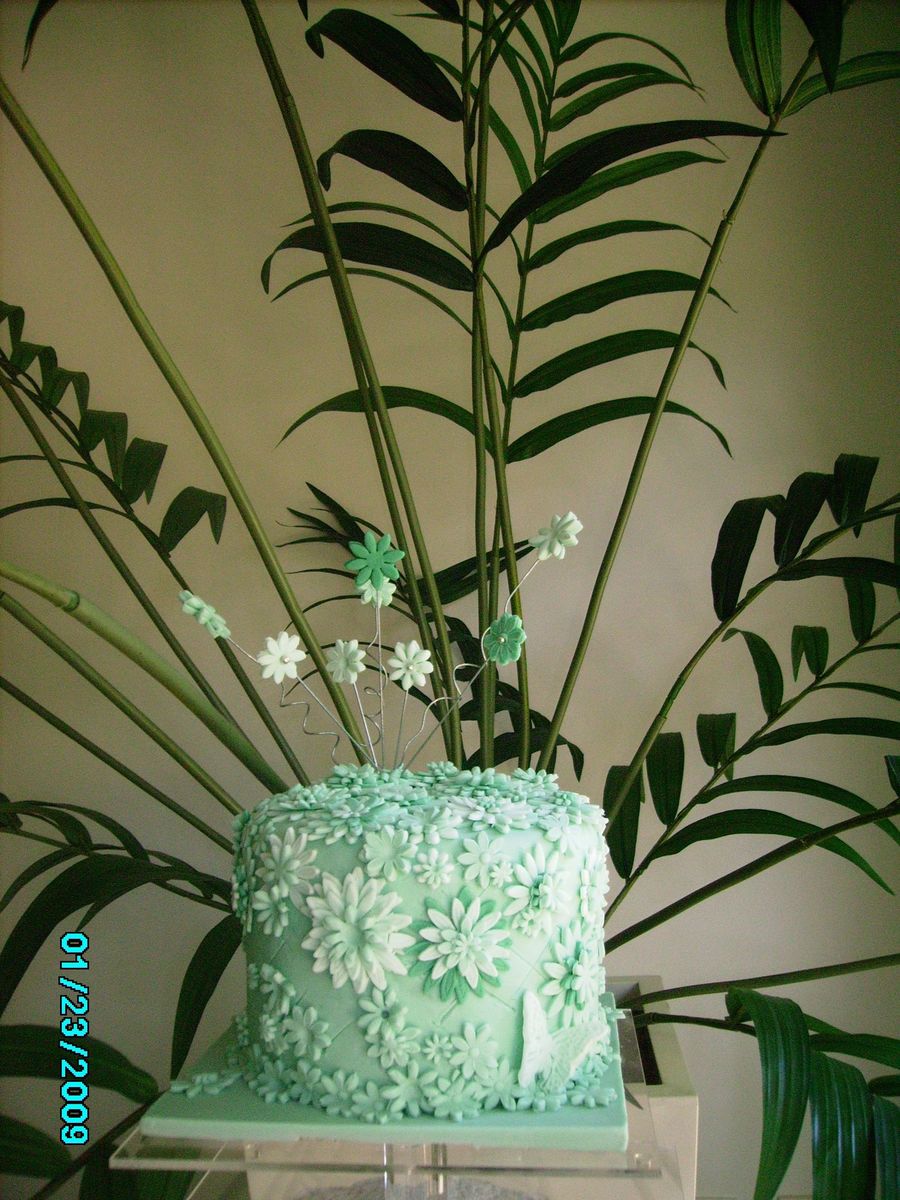 Green Floral Birthday Cake. - CakeCentral.com