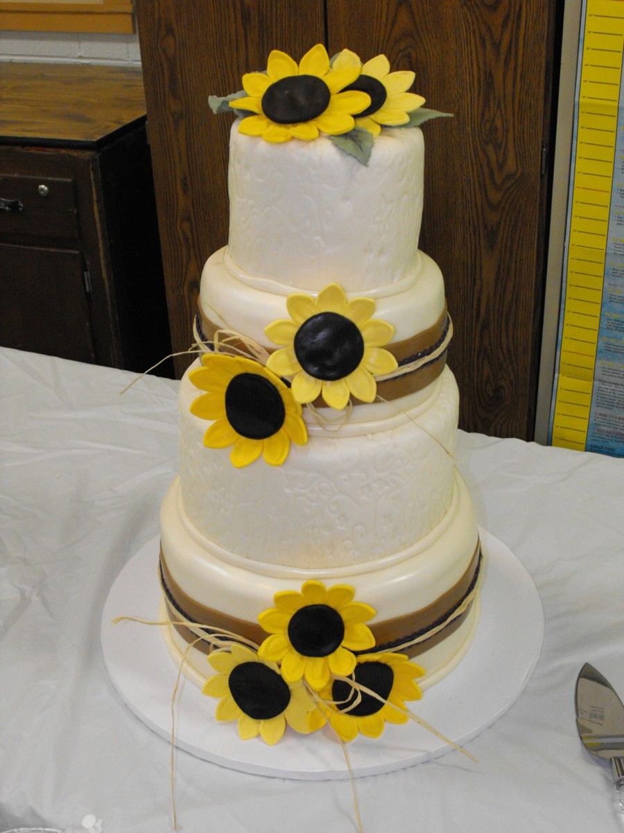 Fall Wedding Cake, Sunflowers - CakeCentral.com