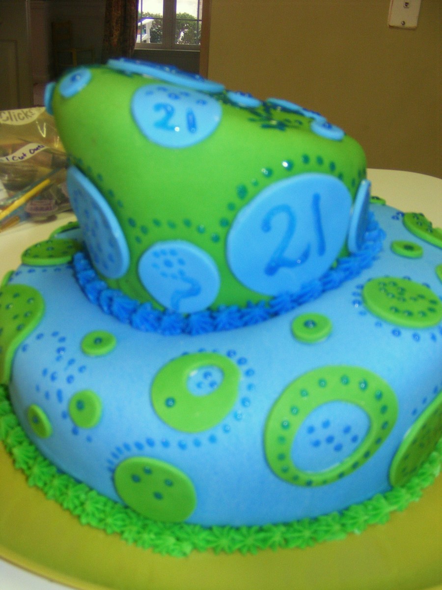 Funky Blue/green Birthday Cake - CakeCentral.com