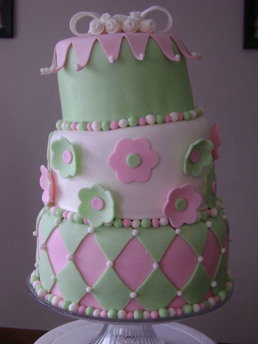 Pink & Green Whimsical - CakeCentral.com