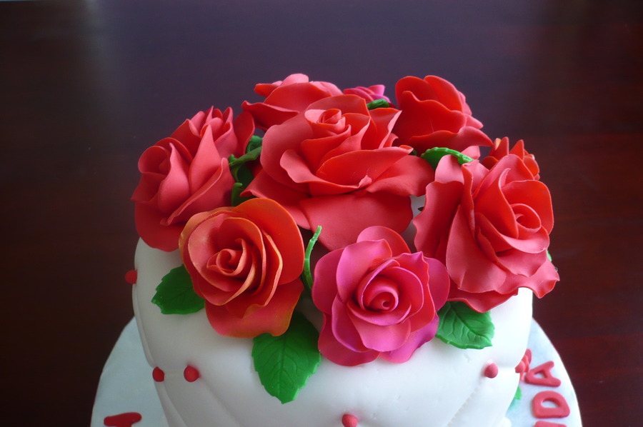 Red Roses Birthday Cake - CakeCentral.com