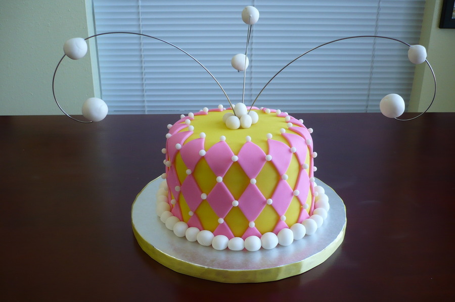 Pink & Yellow Birthday Cake - CakeCentral.com
