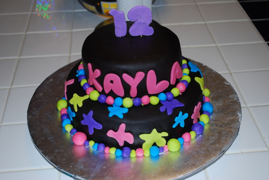 Neon Paint Splatter Cake - CakeCentral.com