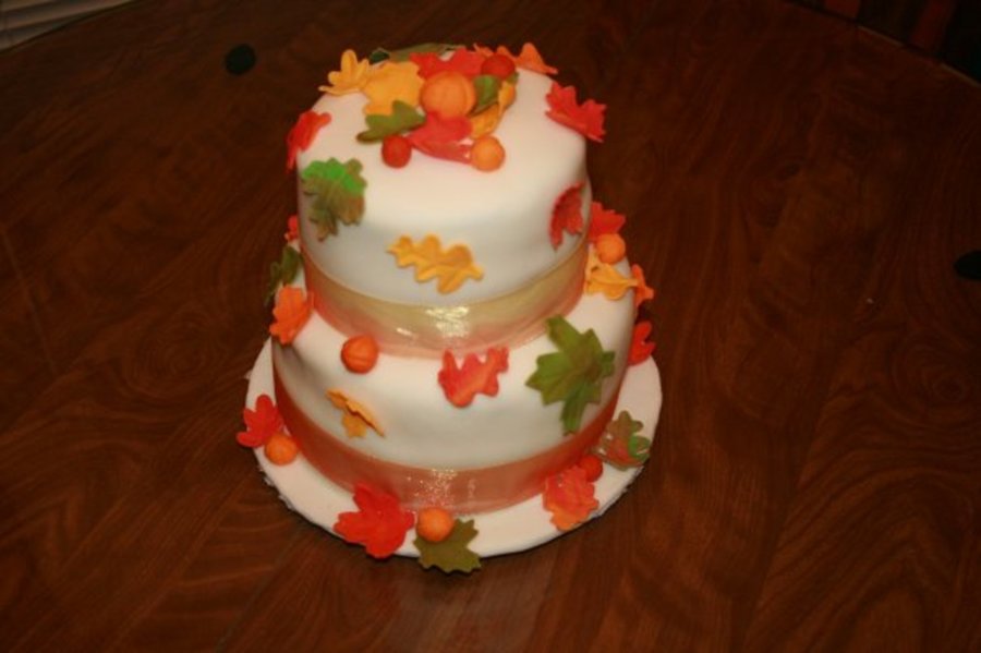 Two Tier Fall Wedding Cake - CakeCentral.com