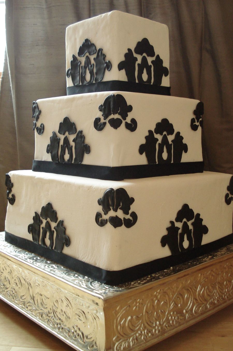 Black And White Damask Cake - CakeCentral.com