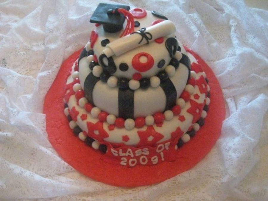Red/black/white Graduation Cake - CakeCentral.com