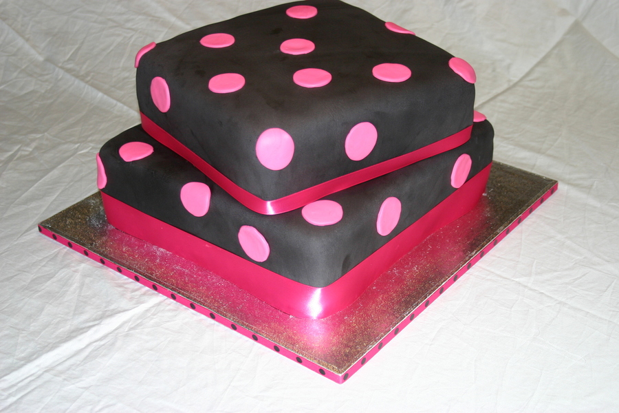 Black/pink Polka Dot Cake - CakeCentral.com