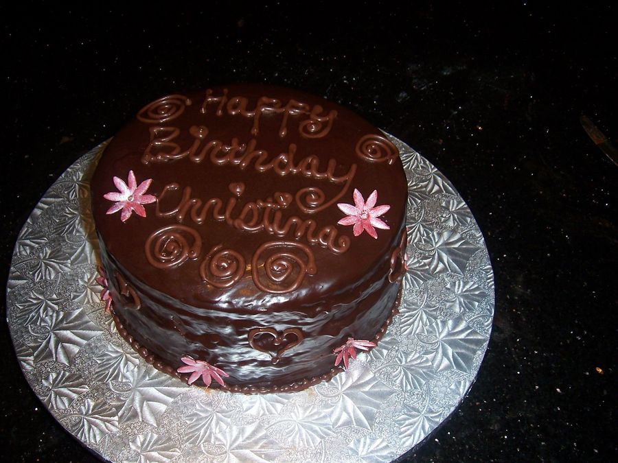 Chocolate Ganache Birthday Cake With Gumpaste Flowers - CakeCentral.com
