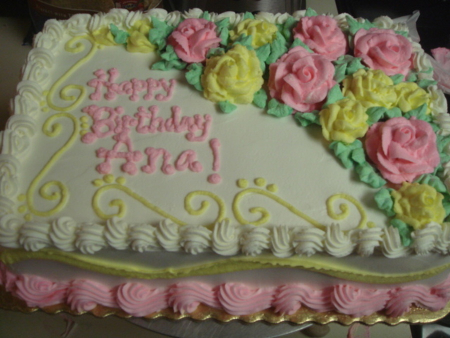 Pink & Yellow Birthday Cake - CakeCentral.com