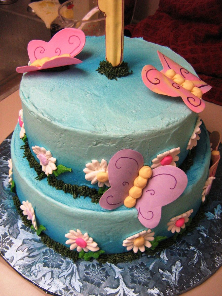 Baby's First Butterfly Birthday Cake - CakeCentral.com
