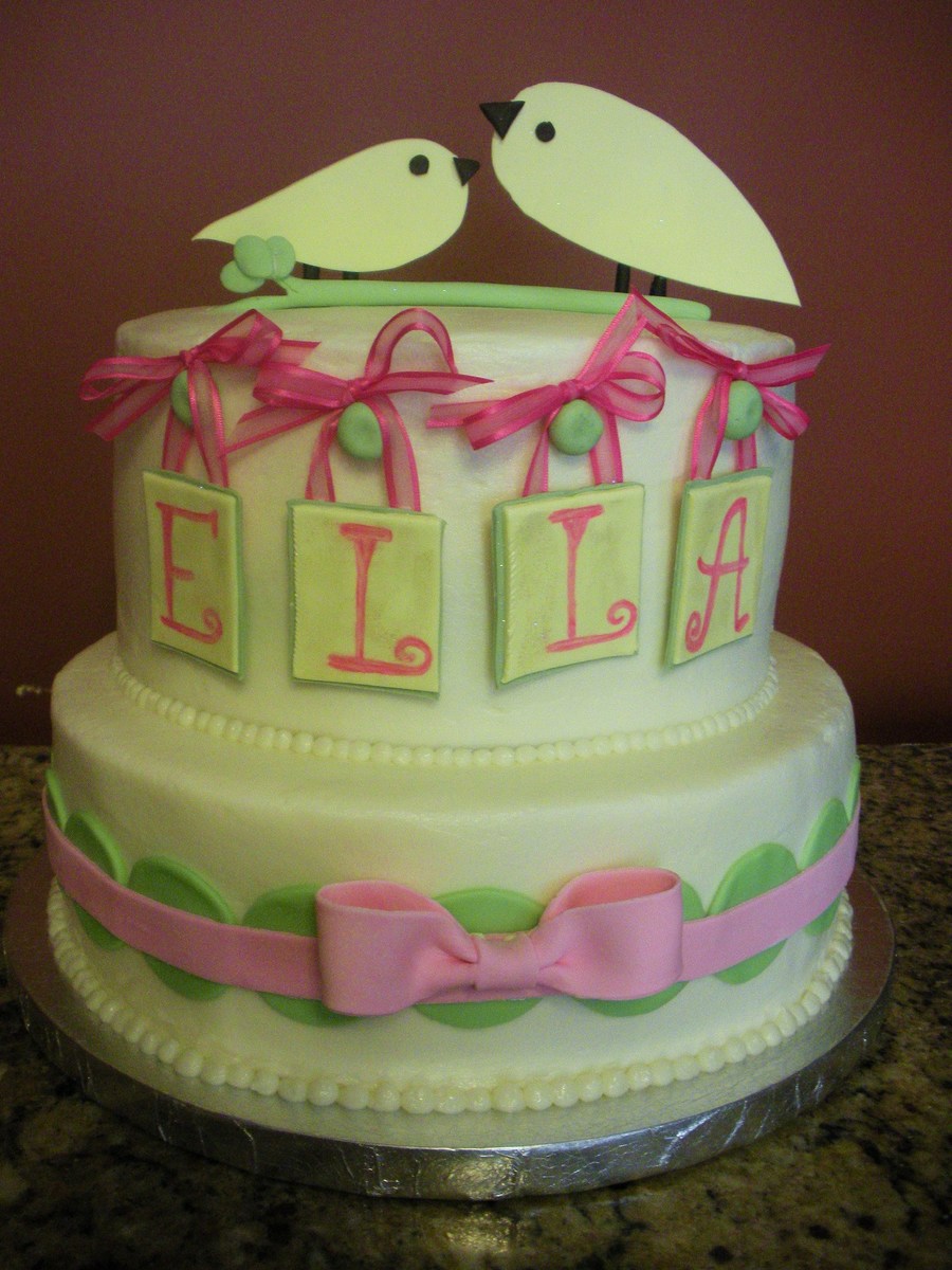 Birds Baby Shower Cake - CakeCentral.com