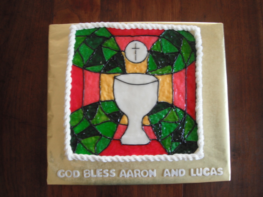 First Communion Stained Glass Window Cake - CakeCentral.com
