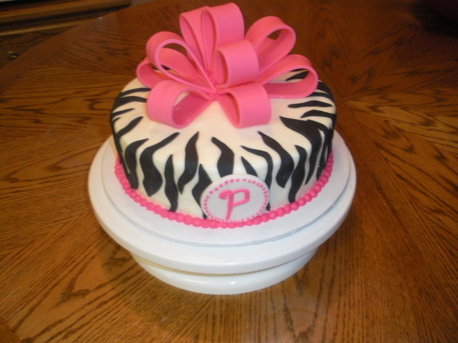 Zebra Cake With Initial - CakeCentral.com