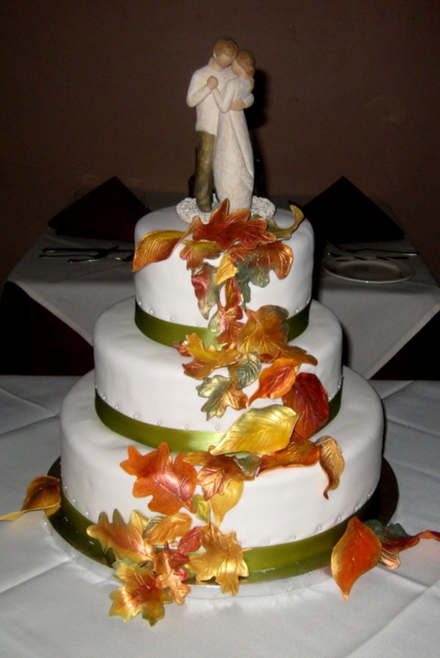 Fall Leaves Wedding Cake - CakeCentral.com