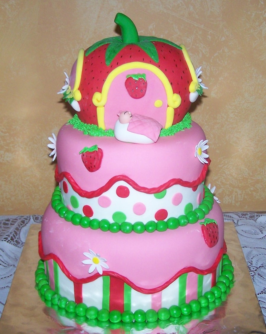 Strawberry Shortcake Themed Baby Shower Cake - CakeCentral.com