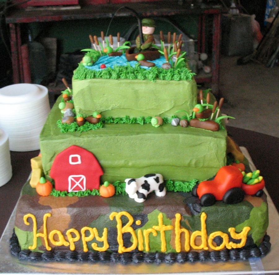 Fishing & Farming Birthday Cake - CakeCentral.com