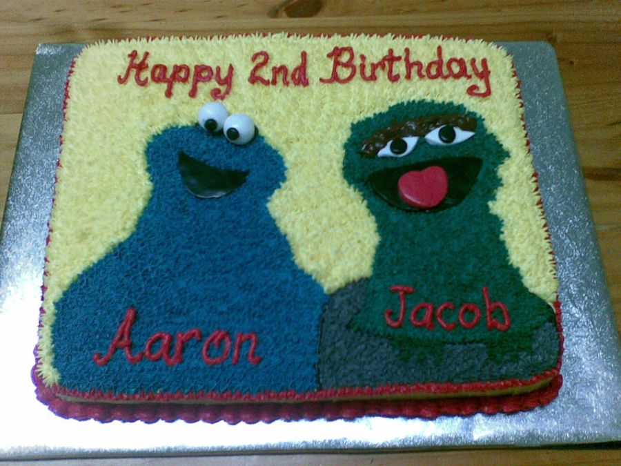 Cookie Monster And Oscar The Grouch Cake - CakeCentral.com