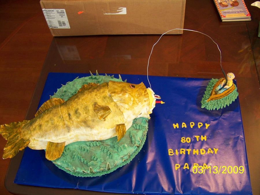 Fisherman Catching A Largemouth Bass With A Cake As Bait - CakeCentral.com