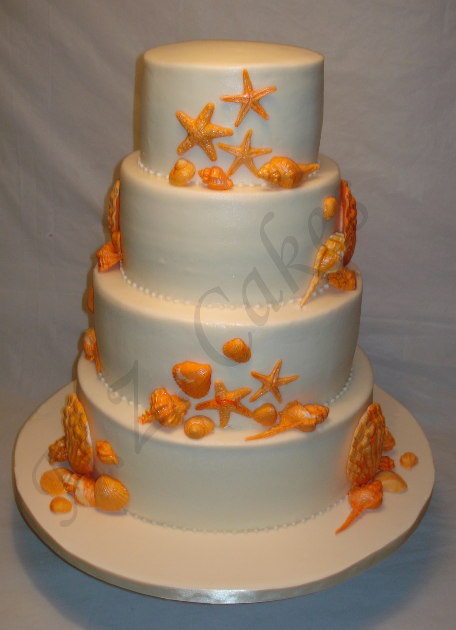 Seashells Wedding Cake - CakeCentral.com