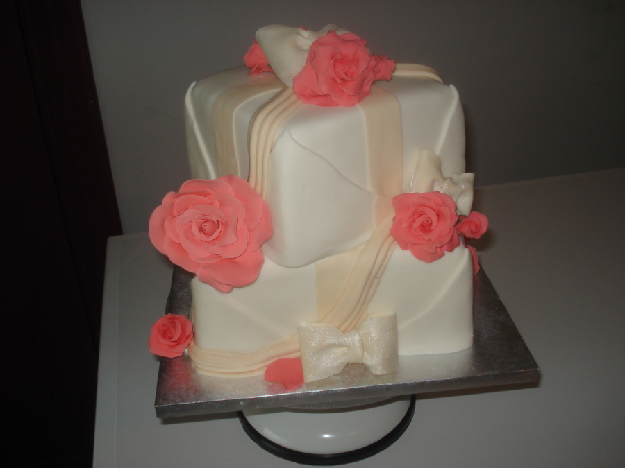 Stacked Gift Box Wedding Cake - CakeCentral.com