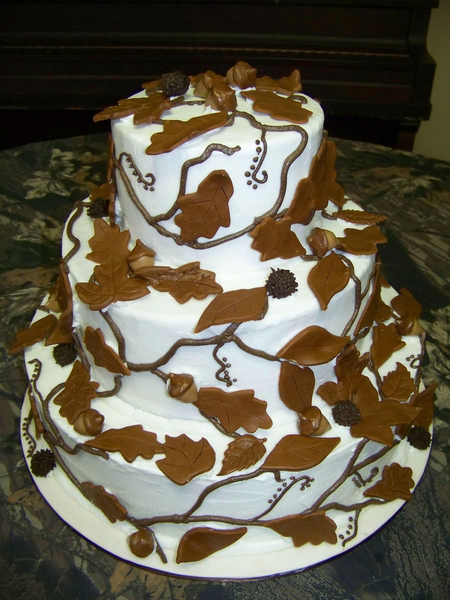 Fall Leaves Wedding Cake - CakeCentral.com