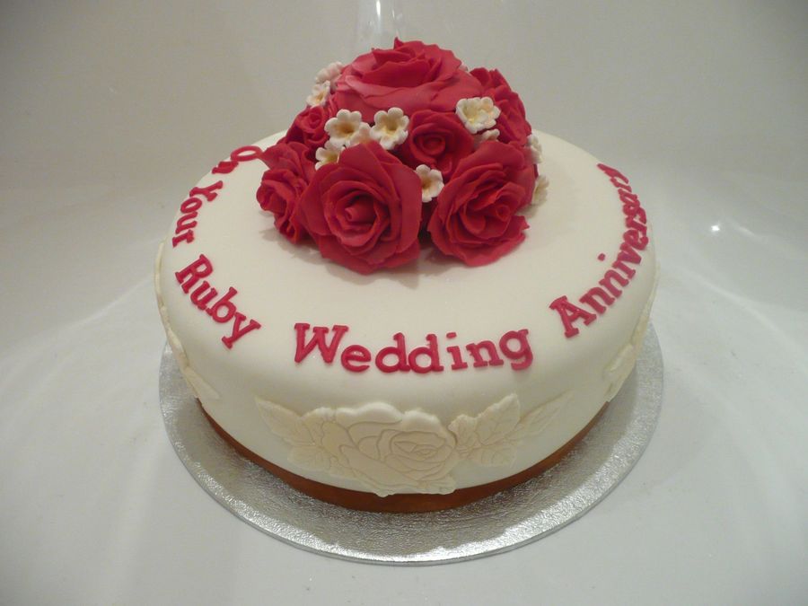 Ruby Anniversary Cake - CakeCentral.com